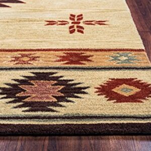 Rizzy Home Collection Wool Area Rug, 3' x 5', Khaki/Brown/Burgundy/Sage Southwest/Tribal