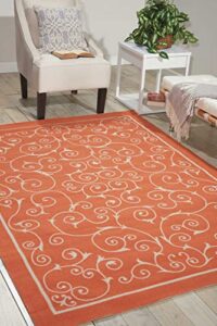 nourison home & garden indoor/outdoor orange 5'3" x 7'5" area -rug, easy -cleaning, non shedding, bed room, living room, dining room, kitchen, backyard, deck, patio (5x7)