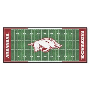 fanmats ncaa university of arkansas razorbacks nylon face football field runner , 30"x72"