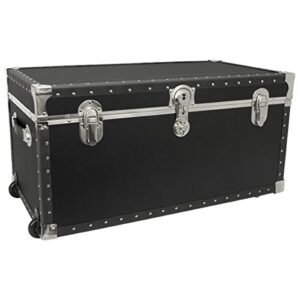 seward trunk trailblazer oversized footlocker trunk with wheels, black, 31-inch (swd5231-11)