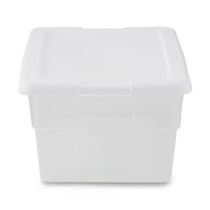 Sterilite 6 Quart Clear Stacking Closet Storage Tote Container with White Lid