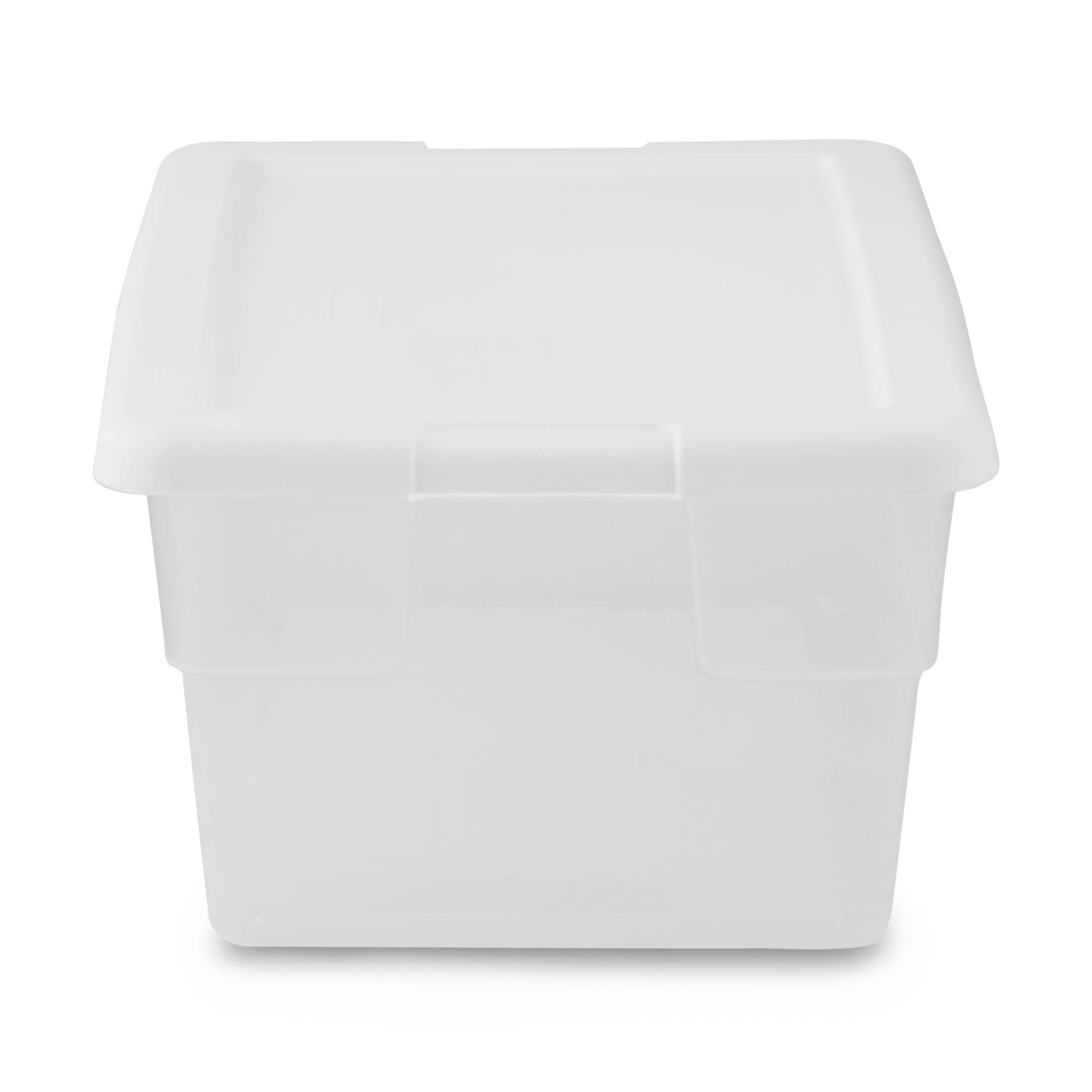 Sterilite 6 Quart Clear Stacking Closet Storage Tote Container with White Lid