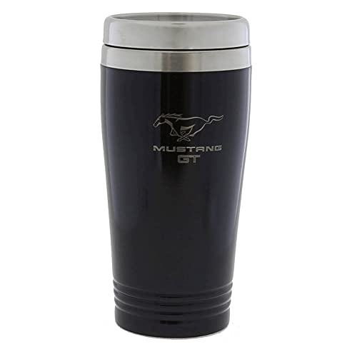 Au-TOMOTIVE GOLD Stainless Steel Travel Mug for Ford Mustang (Black)