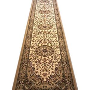 Bellagio Traditional Area Rug Runner 32 in. X 15 Ft. 10 in. Beige 401