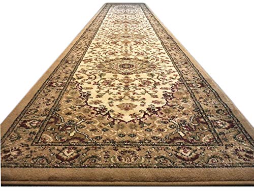 Bellagio Traditional Area Rug Runner 32 in. X 15 Ft. 10 in. Beige 401