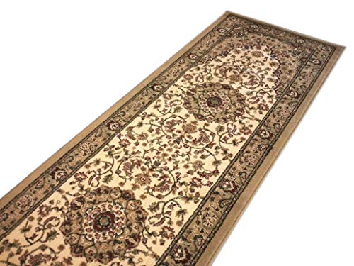 Bellagio Traditional Area Rug Runner 32 in. X 15 Ft. 10 in. Beige 401