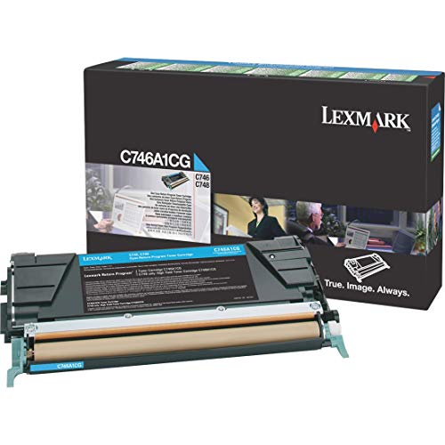 Lexmark C746A1CG C746 C748 Laser Toner Cartridge (Cyan) in Retail Packaging