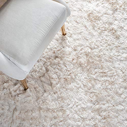 SAFAVIEH Paris Shag Collection Area Rug - 8' x 10', Ivory, Handmade Silken Glam, 2.5-inch Thick Ideal for High Traffic Areas in Living Room, Bedroom (SG511-1212)