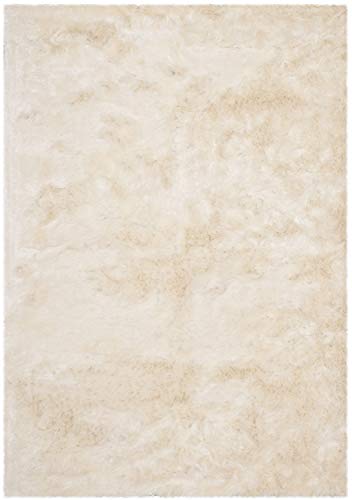 SAFAVIEH Paris Shag Collection Area Rug - 8' x 10', Ivory, Handmade Silken Glam, 2.5-inch Thick Ideal for High Traffic Areas in Living Room, Bedroom (SG511-1212)