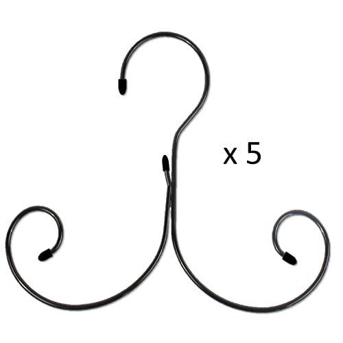 Non-Slip Cascading Hanger - Curly Hanger for Tank Tops, Sports Bra, Yoga Tops, Lingerie, Swimsuits by Boottique (Black- Set of 5)