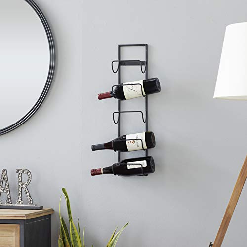 Deco 79 Metal 5 Bottle Wall Wine Rack, 6" x 5" x 25", Black