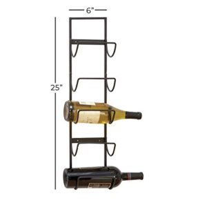 Deco 79 Metal 5 Bottle Wall Wine Rack, 6" x 5" x 25", Black