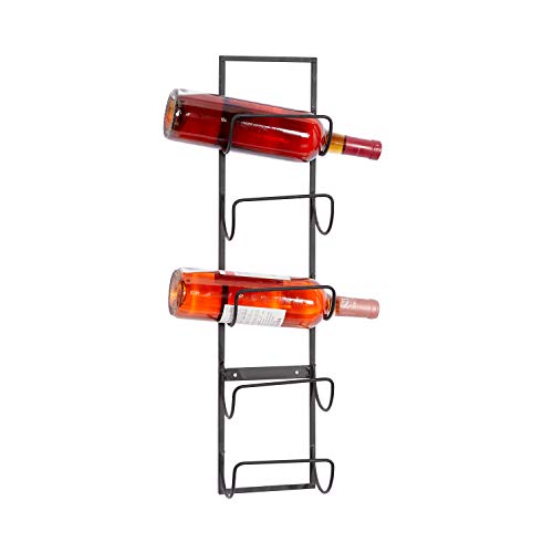 Deco 79 Metal 5 Bottle Wall Wine Rack, 6" x 5" x 25", Black