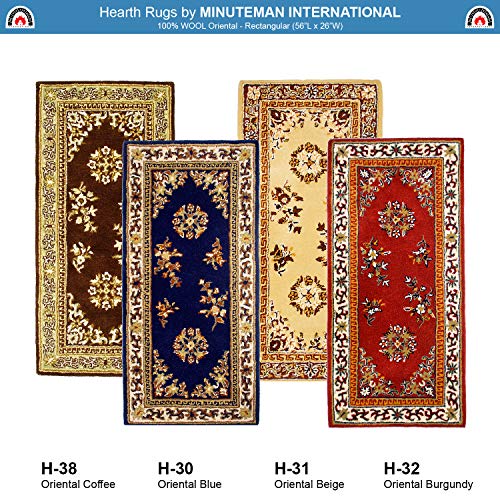 Minuteman International Coffee Oriental Wool Hearth Rug, Rectangular 56 in x 26 in