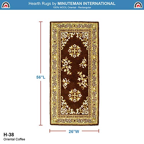 Minuteman International Coffee Oriental Wool Hearth Rug, Rectangular 56 in x 26 in