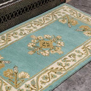 Minuteman International Winter Green Jardin Wool Hearth Rug, Rectangular