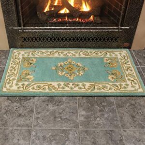 Minuteman International Winter Green Jardin Wool Hearth Rug, Rectangular