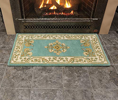 Minuteman International Winter Green Jardin Wool Hearth Rug, Rectangular