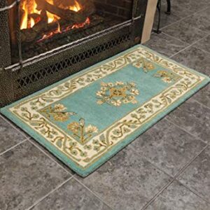 Minuteman International Winter Green Jardin Wool Hearth Rug, Rectangular