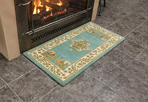 Minuteman International Winter Green Jardin Wool Hearth Rug, Rectangular