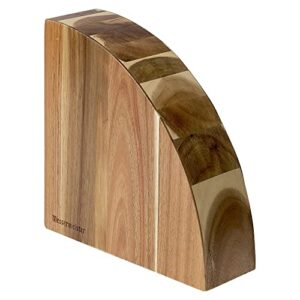 messermeister magnetic knife block, acacia - elegant, durable & secure - holds 10 knives or steels & scissors - 10"w x 10"h x 3"d