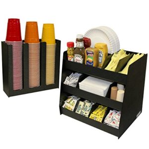 PC 1000 Combo: 2 Piece Combo Coffee Condiment Organizer,3 Column Cup, Lid Holder.for One A Very Professional Presentation. Has 8 Extra Tall Shelf Dividers