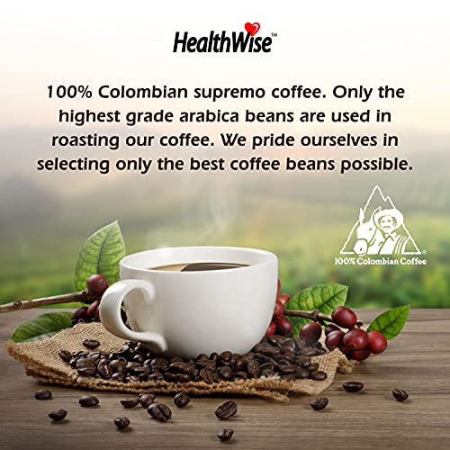 Healthwise Low Acid Coffee - Acid Reflux, Heartburn, Gastro Issues - Healthier Coffee For Sensitive Stomachs - 100% Colombian Supremo Original -12 Ounce Cans (Pack of 5)