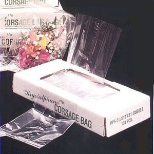 krystal phane Corsage Bag. 5.5'' X 3.25'' X 12'' - Gusset Sides - Clear - 100 Pk. Food Safe