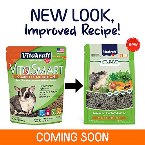 Vitakraft Vita Smart Sugar Glider Food - High-Protein Blend - Nutrient-Fortified With Essential Vitamins and Minerals 28 Fl Oz (Pack of 1)