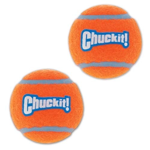 Chuckit Dog Tennis Ball Dog Toy, Small (2 Inch Diameter) for dogs 0-20 lbs, Shrink Wrap Pack of 2