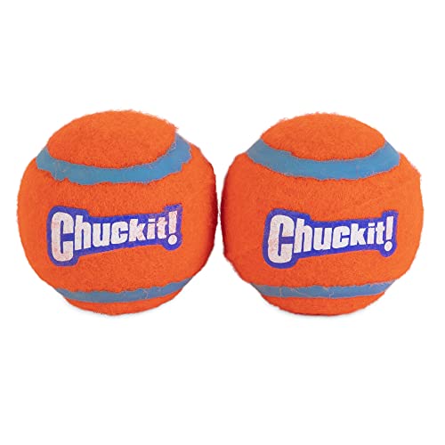 Chuckit Dog Tennis Ball Dog Toy, Small (2 Inch Diameter) for dogs 0-20 lbs, Shrink Wrap Pack of 2