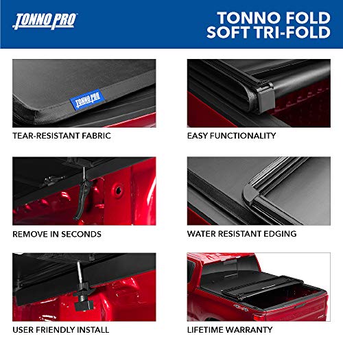 Tonno Pro Tonno Fold, Soft Folding Truck Bed Tonneau Cover | 42-400 | Fits 2017 - 2023 Nissan Titan (includes track sys. clamp kit) 5' 7" Bed (67.1")