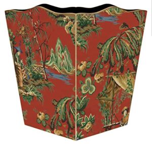 marye-kelley wb224-red chinoiserie wastepaper basket