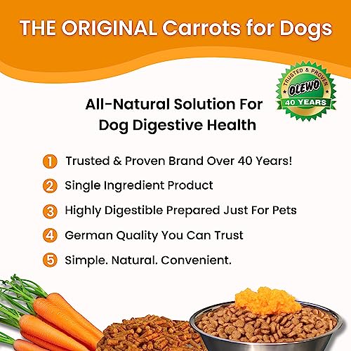 Olewo Original Carrots for Dogs – Fiber for Dogs Keep Poop Firm, Digestive Dog Food Topper, Skin & Coat Support, Dehydrated Whole Food Dog Multivitamin, Gut Health for Dogs, 2.2 lbs