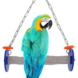 Sweet Feet and Beak Roll Bird Swing - Pumice Perch Bird Toys Trims Nails and Beaks, Safe and Non-Toxic Bird Cage Accessories for Small and Large Birds, Swinging Toys Birds Will Love, Large 10.5 Inches