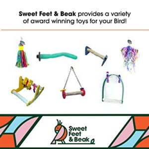 Sweet Feet and Beak Roll Bird Swing - Pumice Perch Bird Toys Trims Nails and Beaks, Safe and Non-Toxic Bird Cage Accessories for Small and Large Birds, Swinging Toys Birds Will Love, Large 10.5 Inches