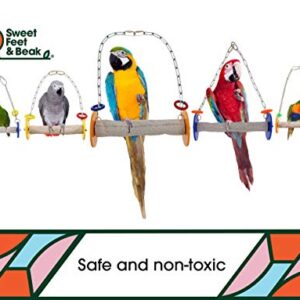 Sweet Feet and Beak Roll Bird Swing - Pumice Perch Bird Toys Trims Nails and Beaks, Safe and Non-Toxic Bird Cage Accessories for Small and Large Birds, Swinging Toys Birds Will Love, Large 10.5 Inches