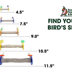 Sweet Feet and Beak Roll Bird Swing - Pumice Perch Bird Toys Trims Nails and Beaks, Safe and Non-Toxic Bird Cage Accessories for Small and Large Birds, Swinging Toys Birds Will Love, Large 10.5 Inches