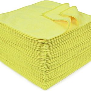 Eurow Microfiber 12 x 12in 300 GSM Cleaning Towels Yellow - 50 Pack