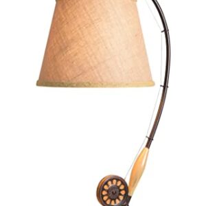 Kenroy Home 32193ORB Fly Rod Table Lamp with Oil Rubbed Bronze w/Wood Accent Finish, Rustic Style, 27.5" Height, 12" Width, 14.5" Depth