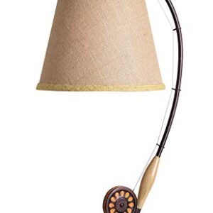 Kenroy Home 32193ORB Fly Rod Table Lamp with Oil Rubbed Bronze w/Wood Accent Finish, Rustic Style, 27.5" Height, 12" Width, 14.5" Depth