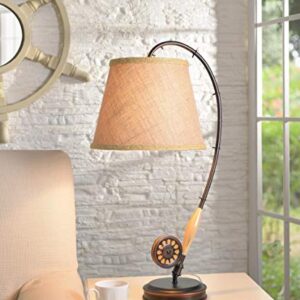 Kenroy Home 32193ORB Fly Rod Table Lamp with Oil Rubbed Bronze w/Wood Accent Finish, Rustic Style, 27.5" Height, 12" Width, 14.5" Depth