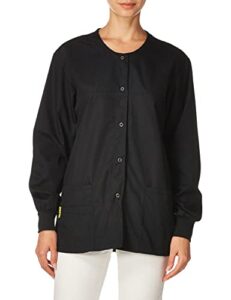 wonderwink women's origins delta unisex scrub jacket, black, large