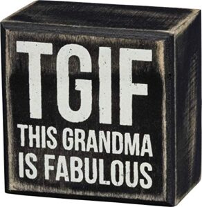 primitives by kathy classic box sign, 3" square, tgif grandma