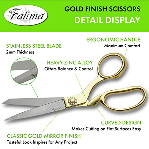 SZCO Supplies Professional Heavy-Duty Fabric Scissors for Tailoring with Gold Finished Handle