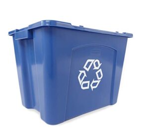 rubbermaid commercial products, recycling bin/box for paper and packaging, stackable, 14 gal, for indoors/outdoors/garages/homes/commercial facilities, blue (fg571473blue)