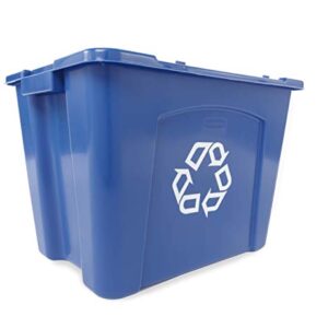 Rubbermaid Commercial Products, Recycling Bin/Box for Paper and Packaging, Stackable, 14 GAL, for Indoors/Outdoors/Garages/Homes/Commercial Facilities, Blue (FG571473BLUE)