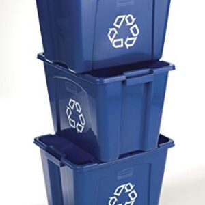 Rubbermaid Commercial Products, Recycling Bin/Box for Paper and Packaging, Stackable, 14 GAL, for Indoors/Outdoors/Garages/Homes/Commercial Facilities, Blue (FG571473BLUE)