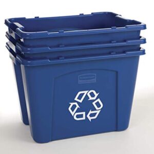 Rubbermaid Commercial Products, Recycling Bin/Box for Paper and Packaging, Stackable, 14 GAL, for Indoors/Outdoors/Garages/Homes/Commercial Facilities, Blue (FG571473BLUE)