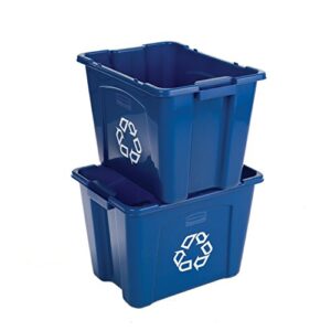 Rubbermaid Commercial Products, Recycling Bin/Box for Paper and Packaging, Stackable, 14 GAL, for Indoors/Outdoors/Garages/Homes/Commercial Facilities, Blue (FG571473BLUE)